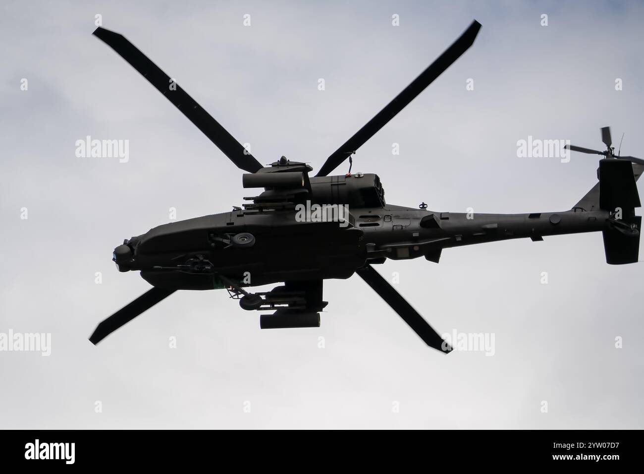close-up of a British army Boeing Apache Attack helicopter gunship AH2 ...