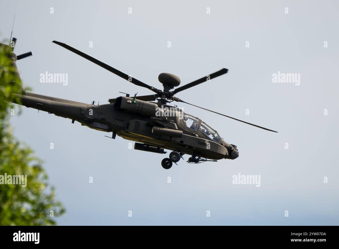 close-up of a British army Boeing Apache Attack helicopter gunship AH2 ...