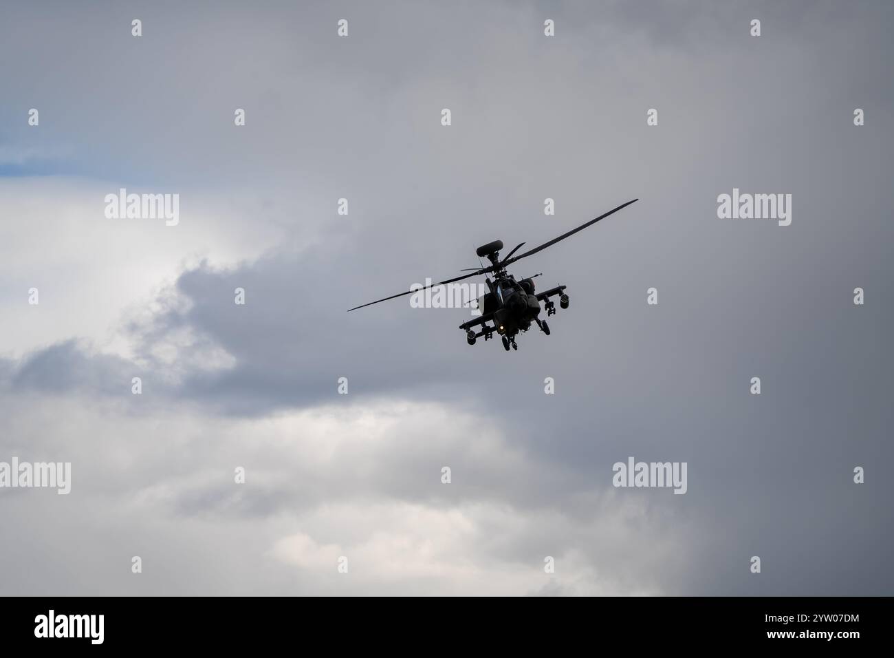 close-up of a British army Boeing Apache Attack helicopter gunship AH2 ...