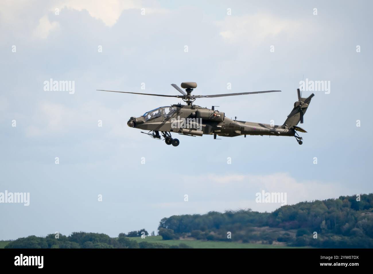 close-up of a British army Boeing Apache Attack helicopter gunship AH2 ...
