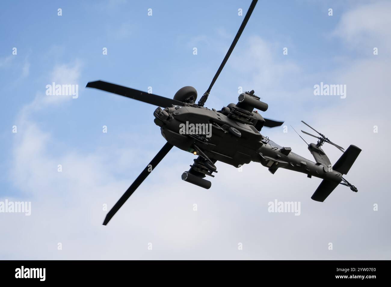 close-up of a British army Boeing Apache Attack helicopter gunship AH2 ...
