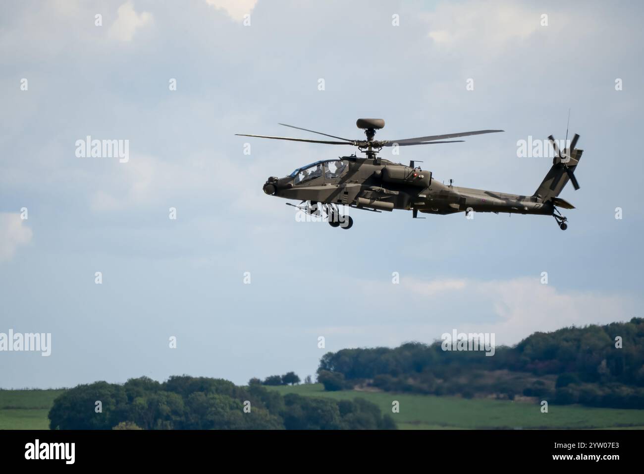 close-up of a British army Boeing Apache Attack helicopter gunship AH2 ...