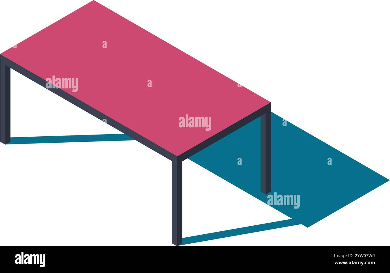 Minimalist isometric illustration featuring a pink table with dark gray ...