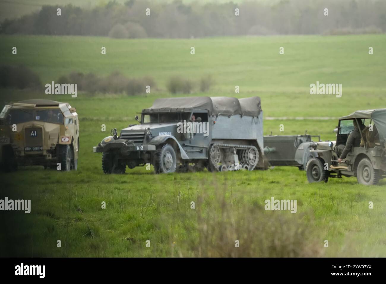 Enthusiasts meeting with working and restored vintage WW2 military ...