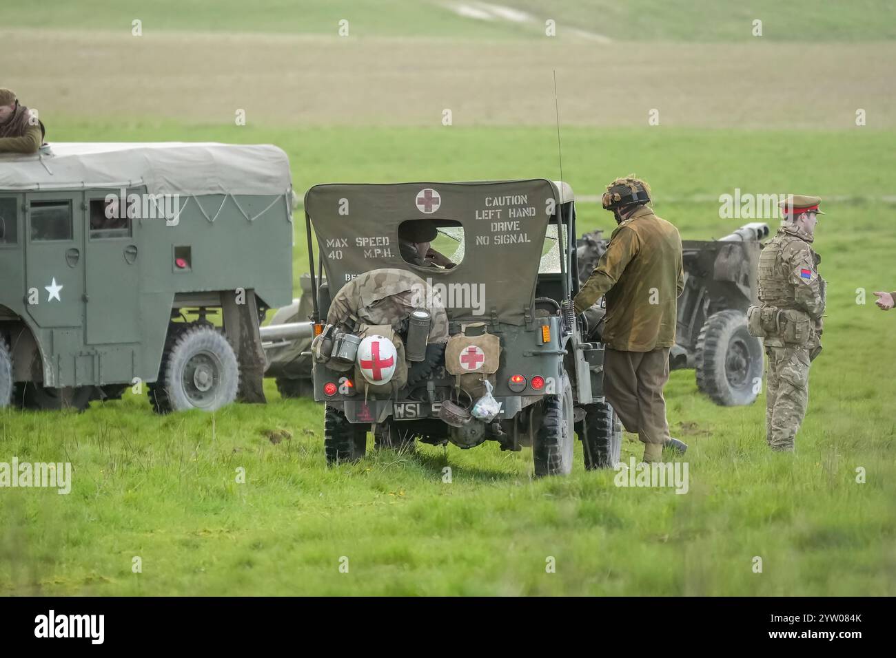 Enthusiasts meeting with working and restored vintage WW2 military ...
