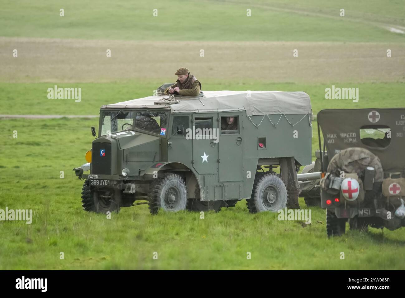 Enthusiasts meeting with working and restored vintage WW2 military ...
