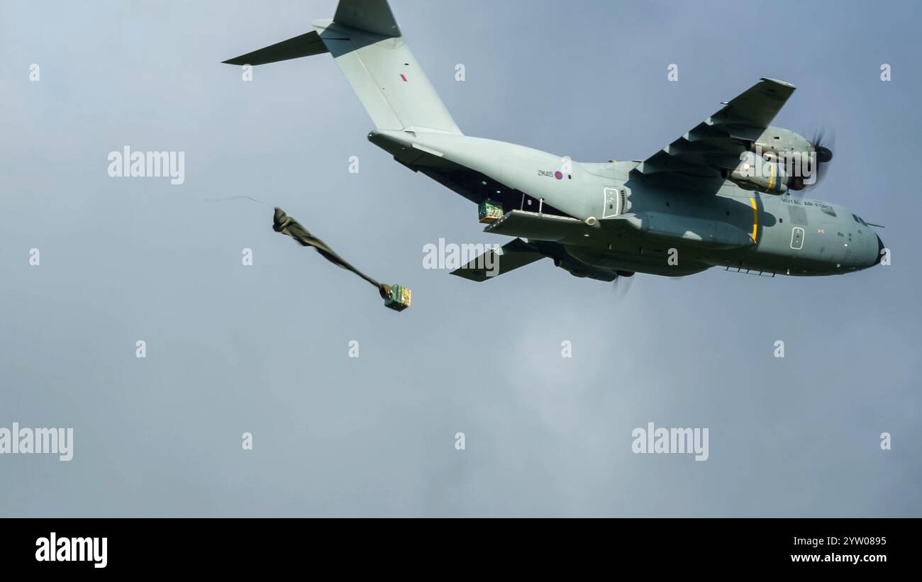 RAF Royal Air Force Airbus C.1 A400M Atlas military cargo plane on a ...