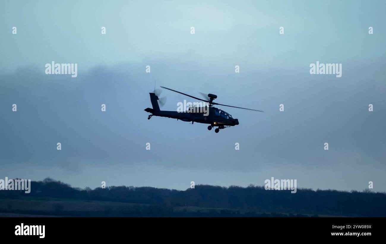 close-up of a British army Boeing Apache Attack helicopter gunship AH2 ...