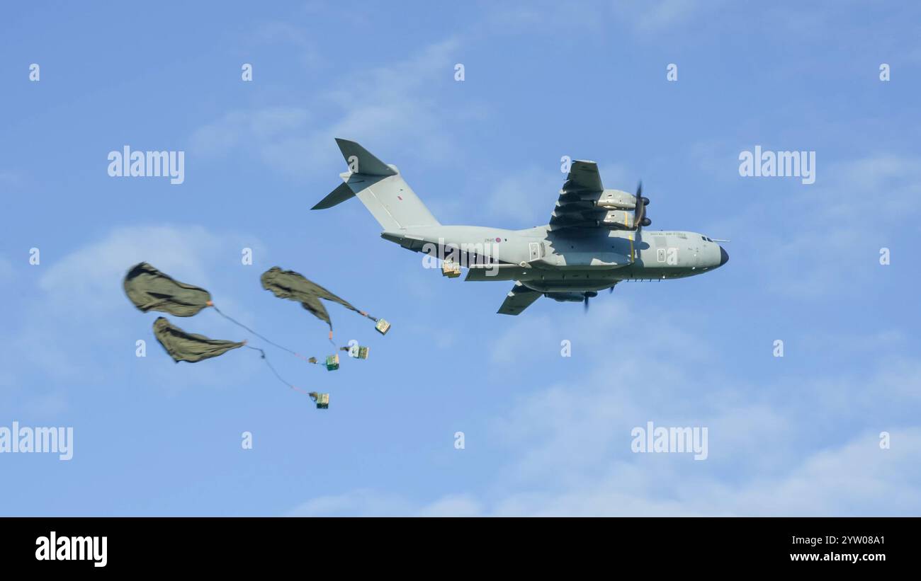 RAF Royal Air Force Airbus C.1 A400M Atlas military cargo plane on a ...
