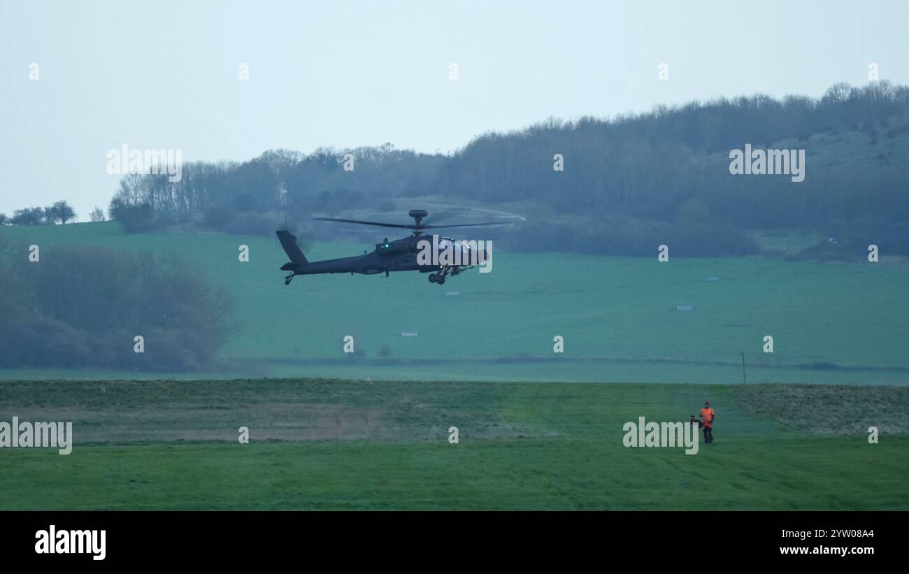 close-up of a British army Boeing Apache Attack helicopter gunship AH2 ...