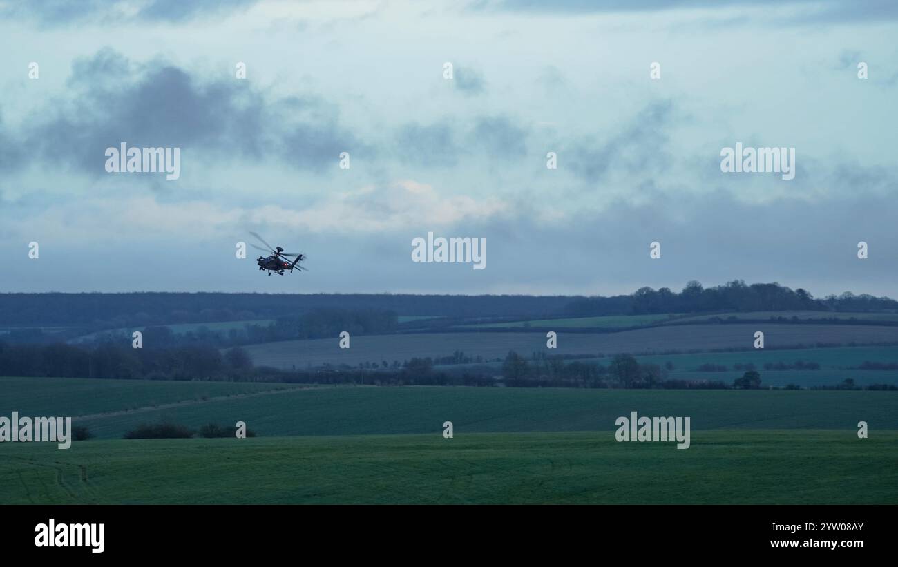 close-up of a British army Boeing Apache Attack helicopter gunship AH2 ...