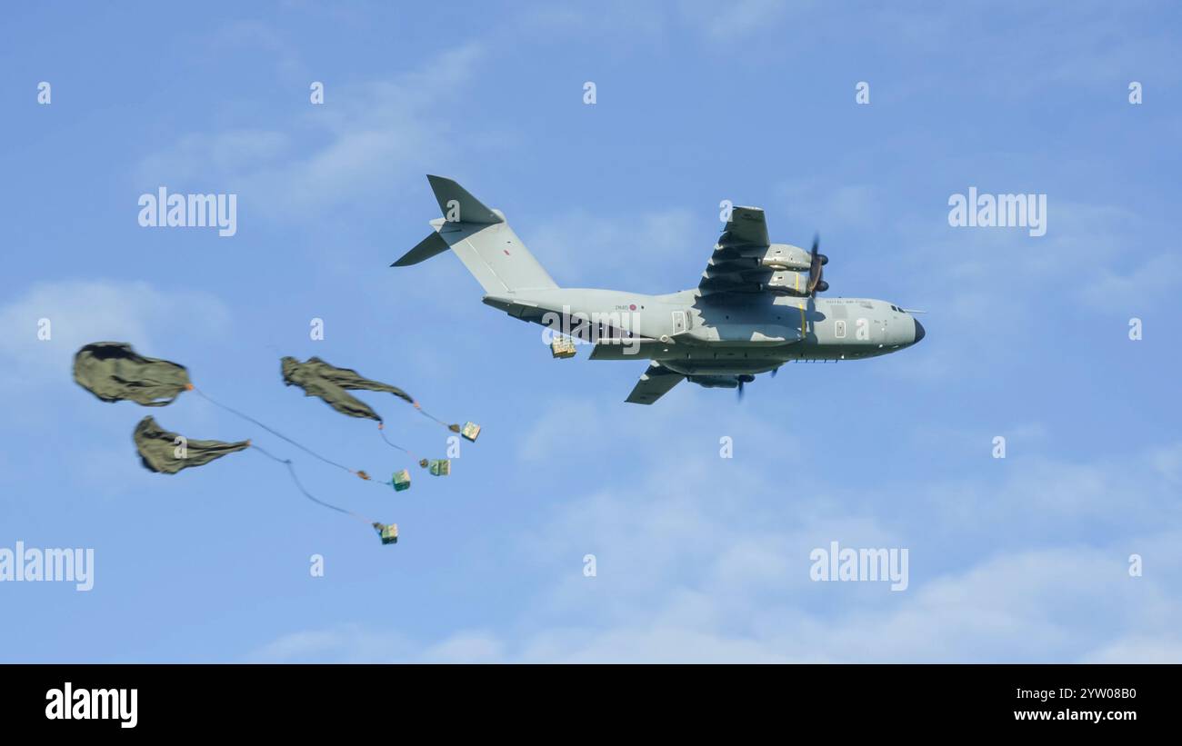 RAF Royal Air Force Airbus C.1 A400M Atlas military cargo plane on a ...