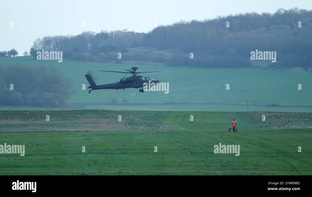 close-up of a British army Boeing Apache Attack helicopter gunship AH2 ...