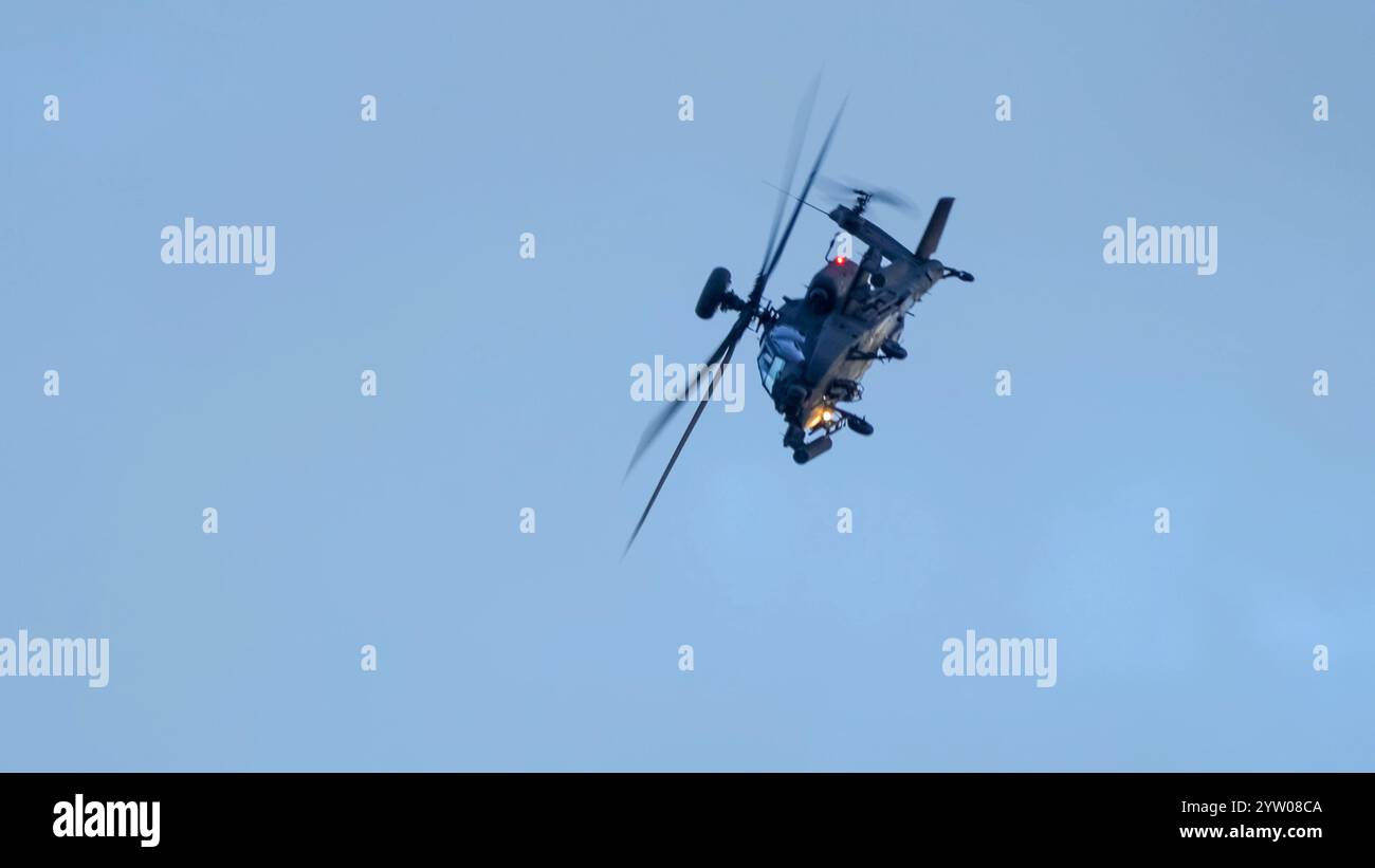 close-up of a British army Boeing Apache Attack helicopter gunship AH2 ...