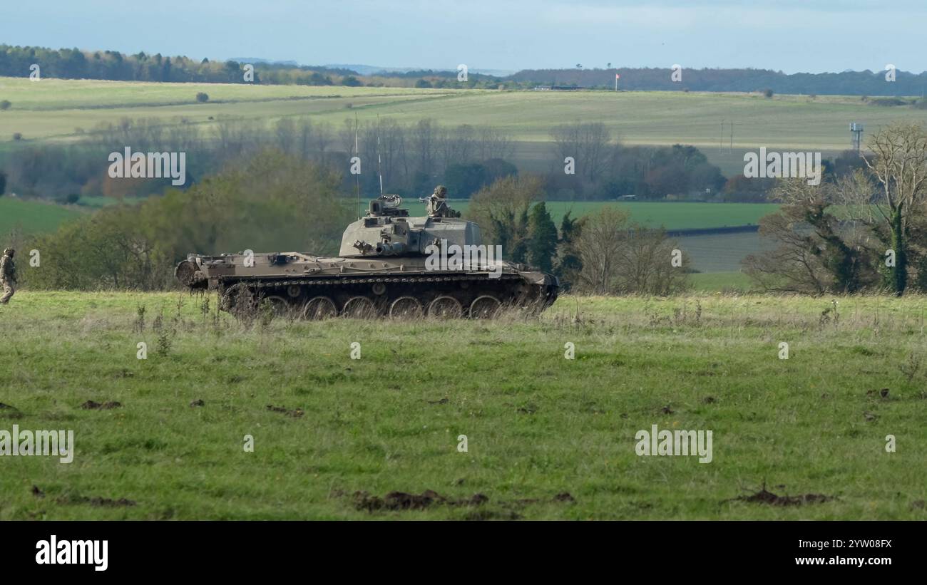 close-up of commander and gunner directing a british army challenger ii ...
