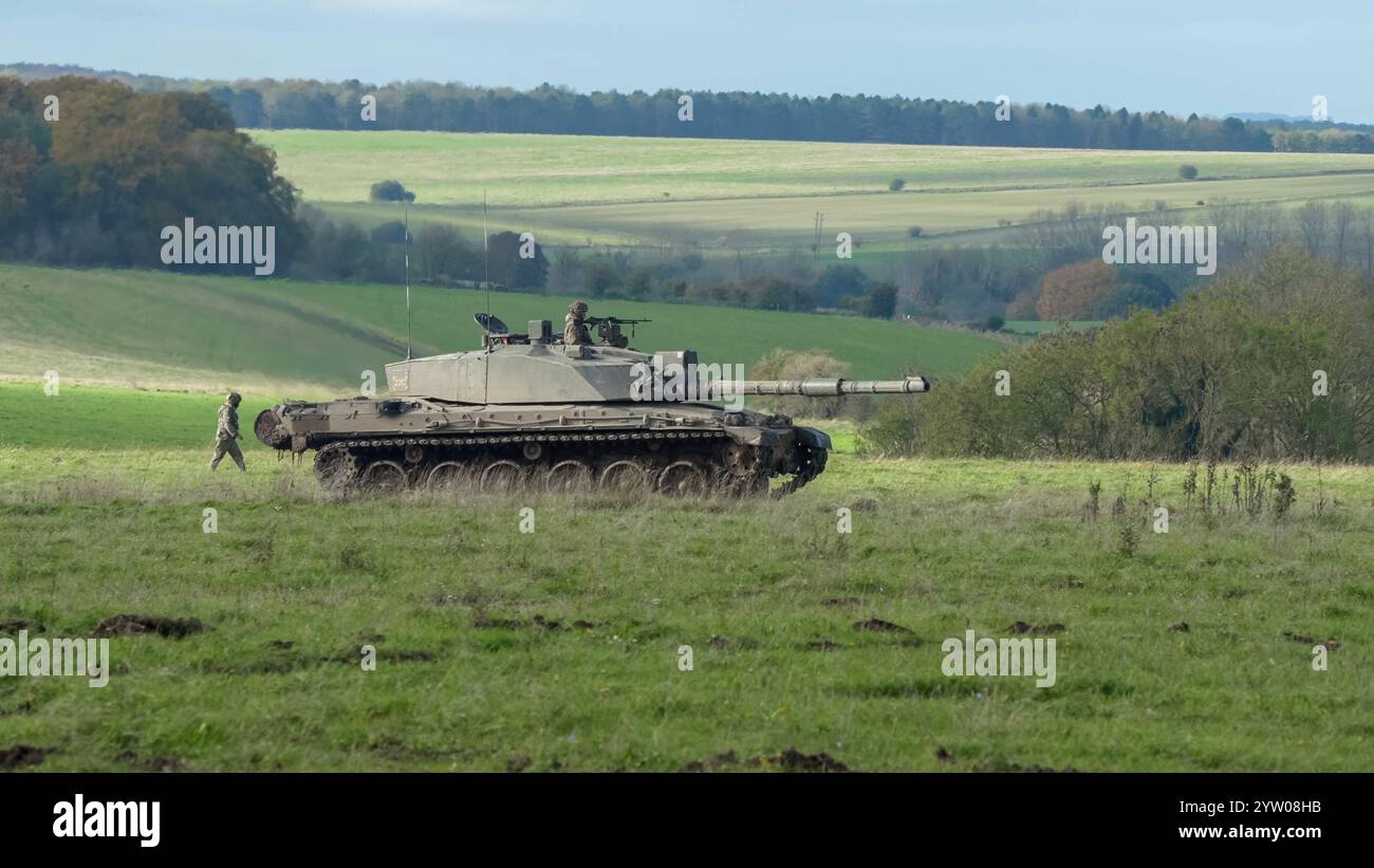 close-up of commander and gunner directing a british army challenger ii ...