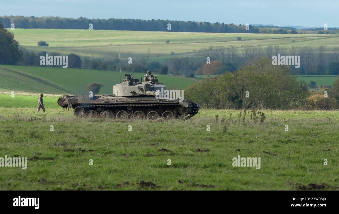 close-up of commander and gunner directing a british army challenger ii ...