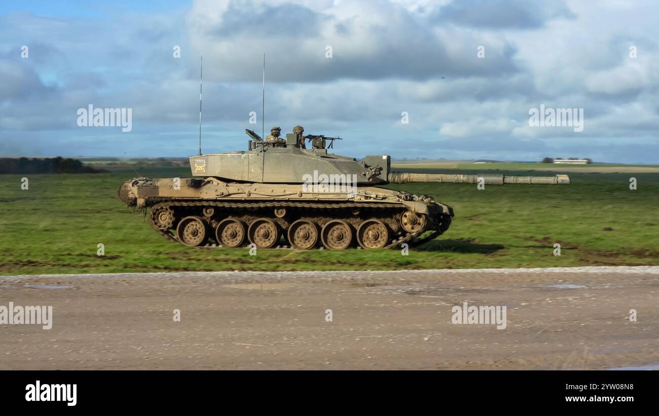 close-up of commander and gunner directing a british army challenger ii ...