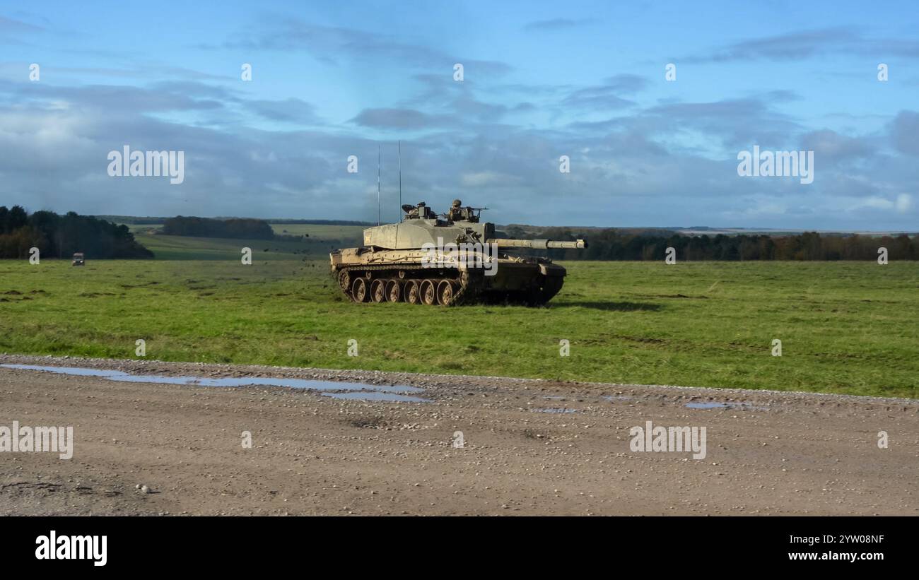 close-up of commander and gunner directing a british army challenger ii ...