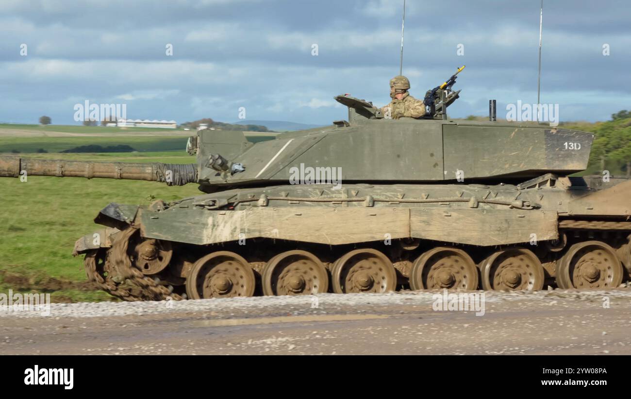 close-up of commander and gunner directing a british army challenger ii ...