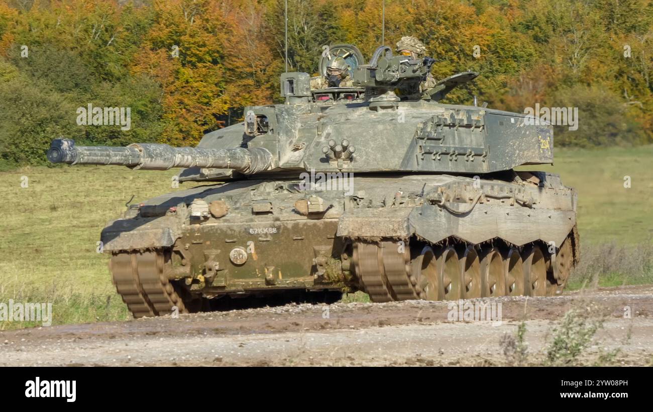 close-up of commander and gunner directing a british army challenger ii ...