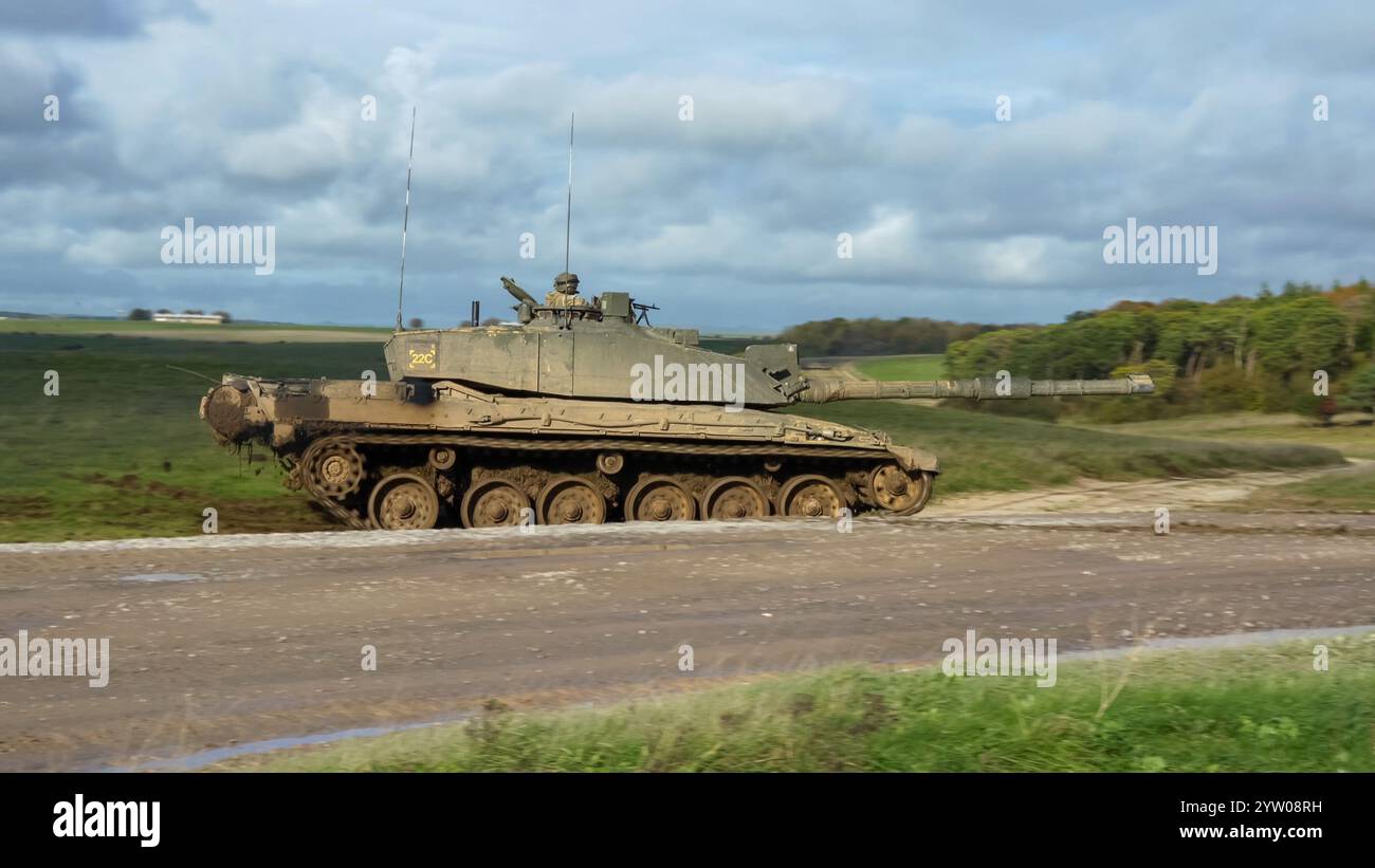 close-up of commander and gunner directing a british army challenger ii ...