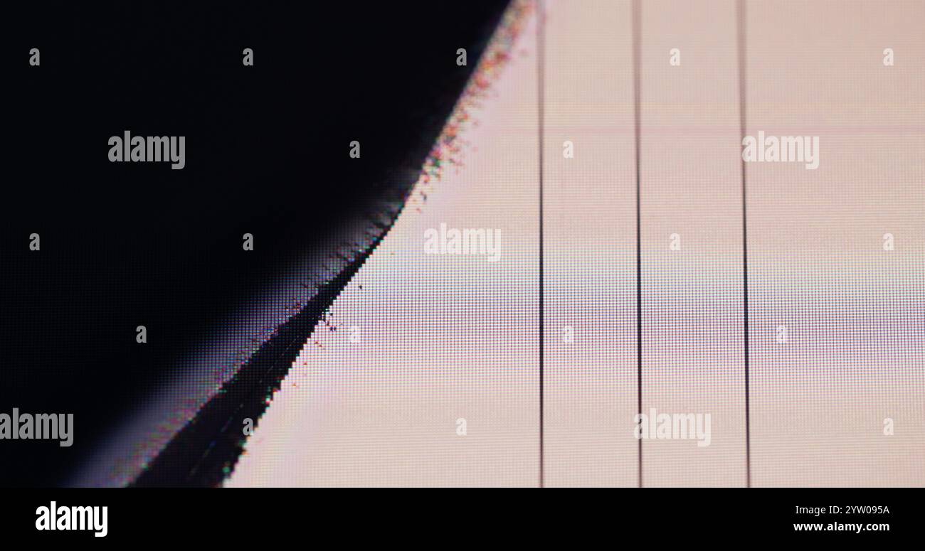 Screen error. Broken LCD. Demo equipment dead zone with damaged pixels ...