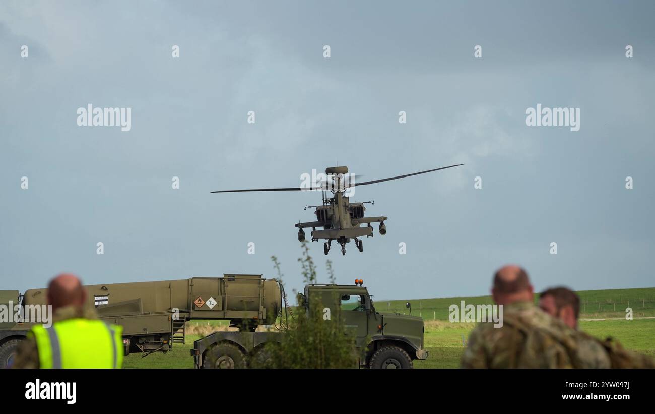 close-up of a British army Boeing Apache Attack helicopter gunship AH2 ...