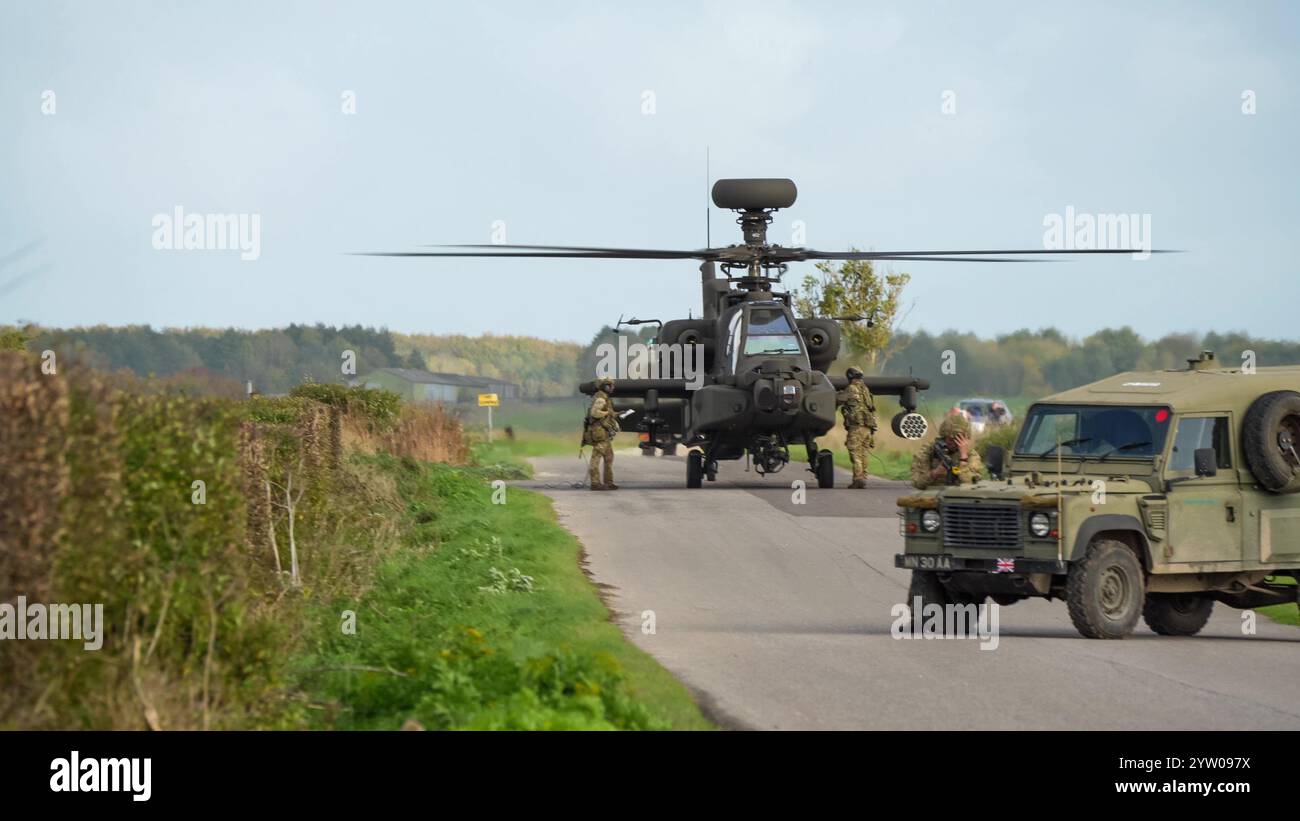 close-up of a British army Boeing Apache Attack helicopter gunship AH2 ...