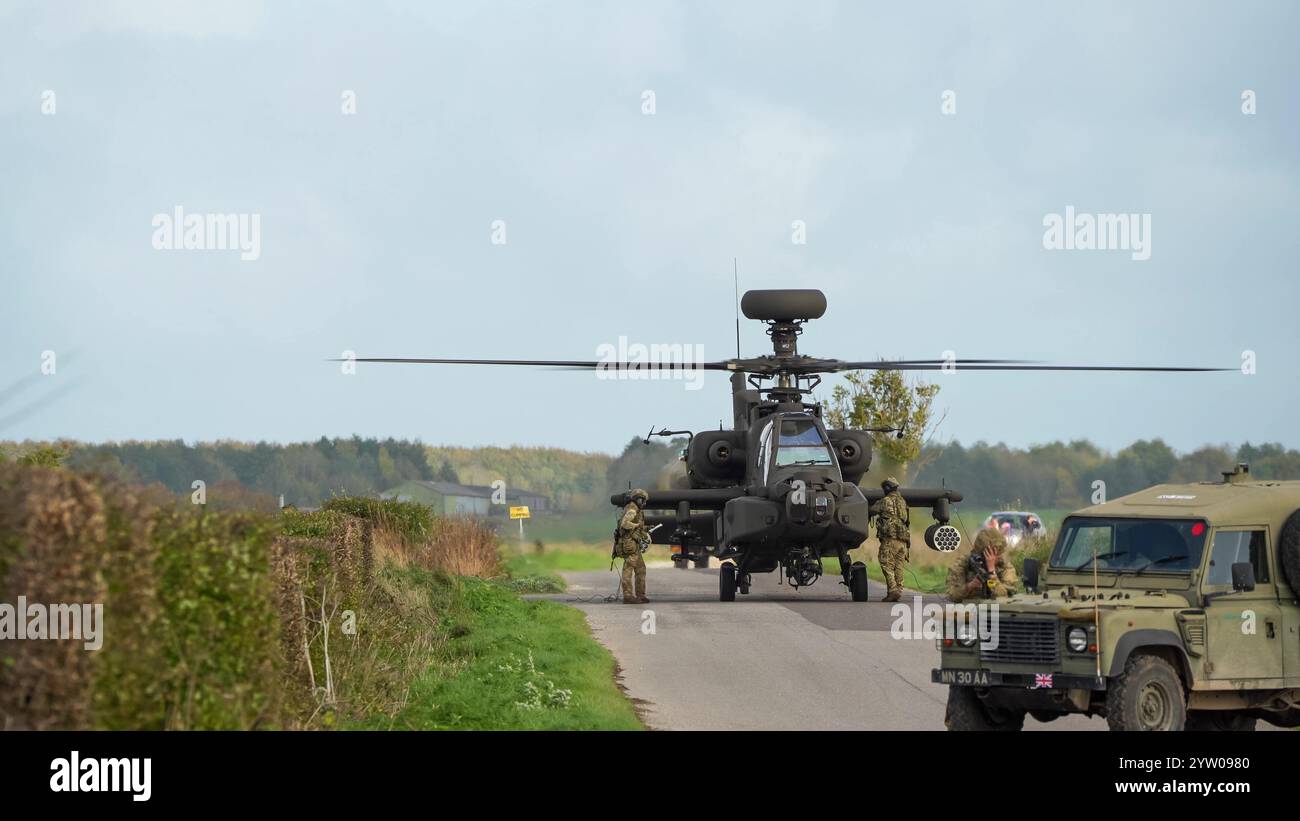 close-up of a British army Boeing Apache Attack helicopter gunship AH2 ...