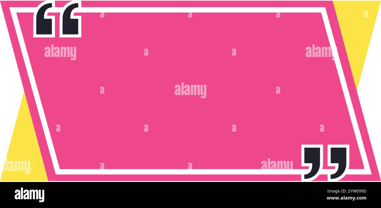 Vibrant pink quote box with a yellow triangle accent and quotation ...