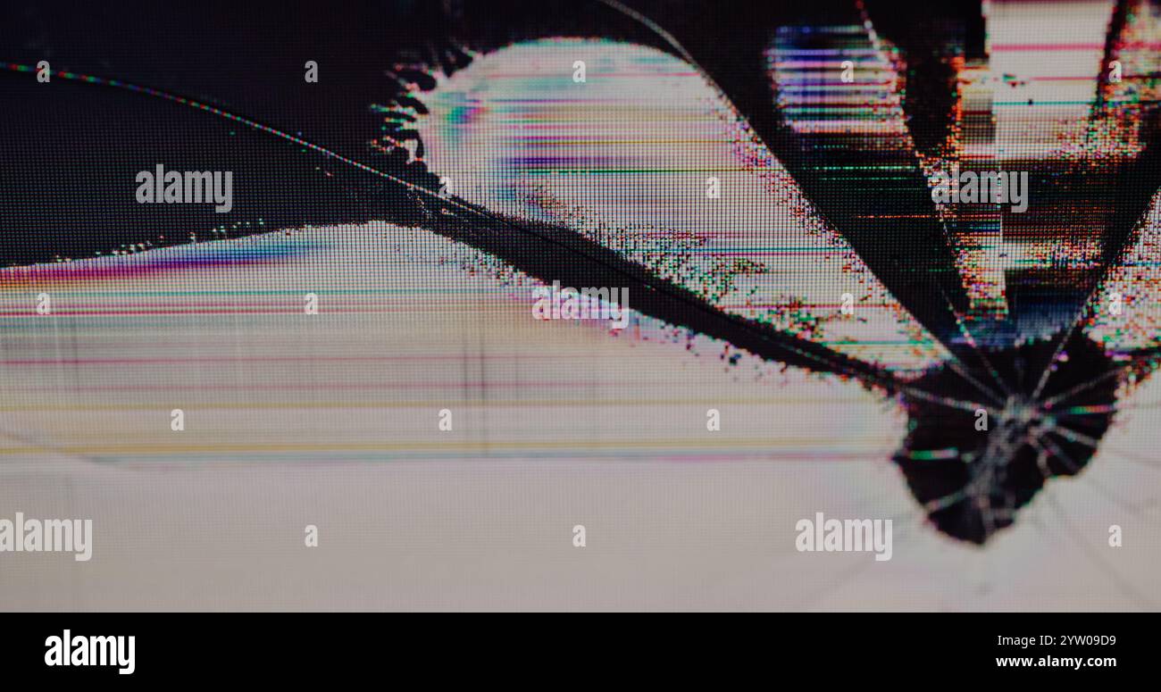 Screen failure. Distorted analog. Modern damaged monitor texture with ...