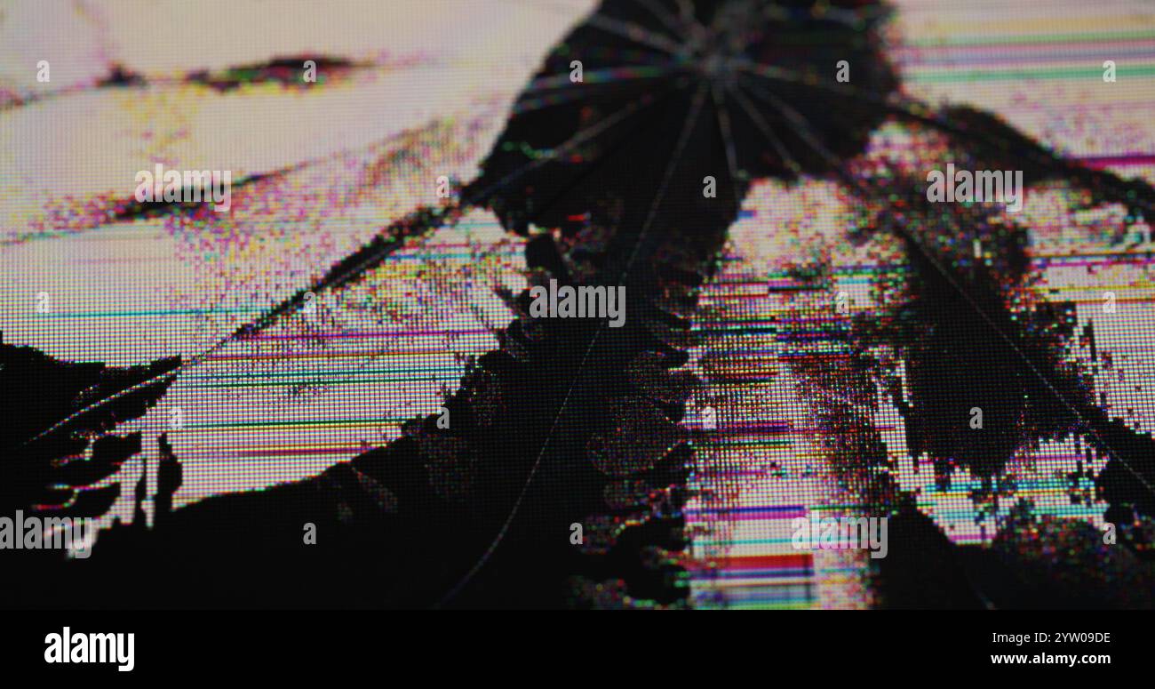 Broadcast damage. Grunge screen. Broken glass texture overlay with ...