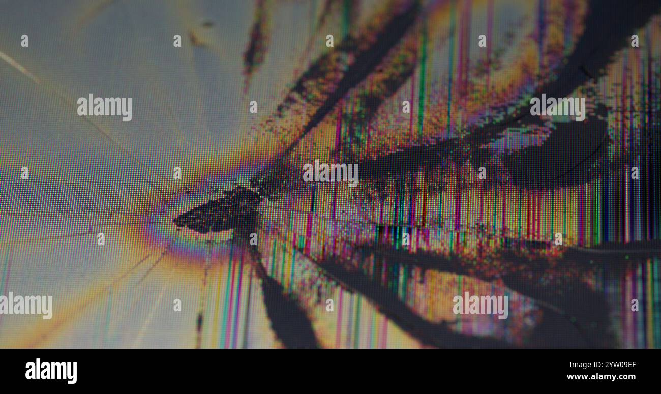 Pixel static. Broken LCD. Deformed glitch screen grunge television ...