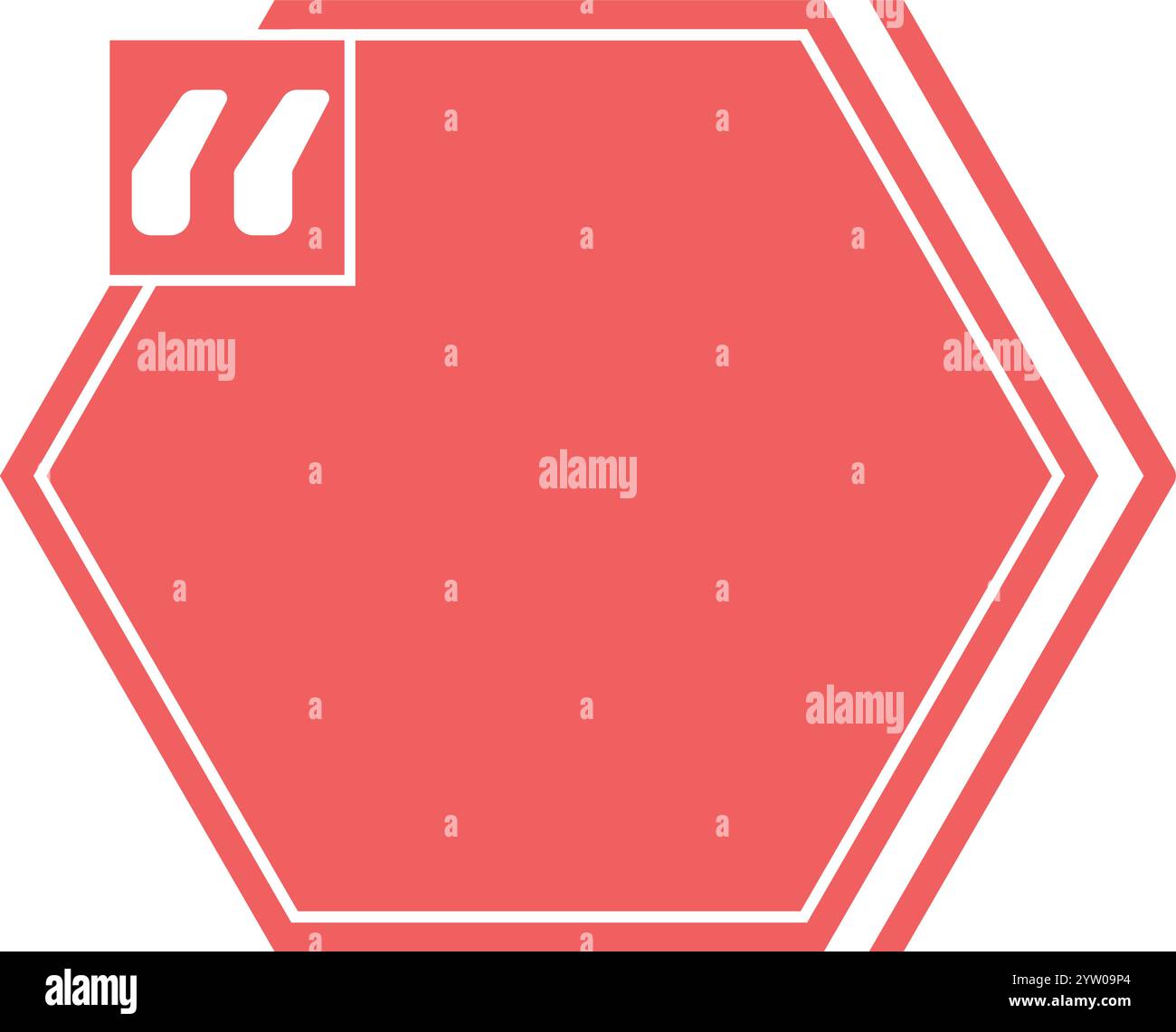 Red hexagonal quote box featuring prominent quotation marks, providing ... Red hexagonal quote box featuring prominent quotation marks, providing ...