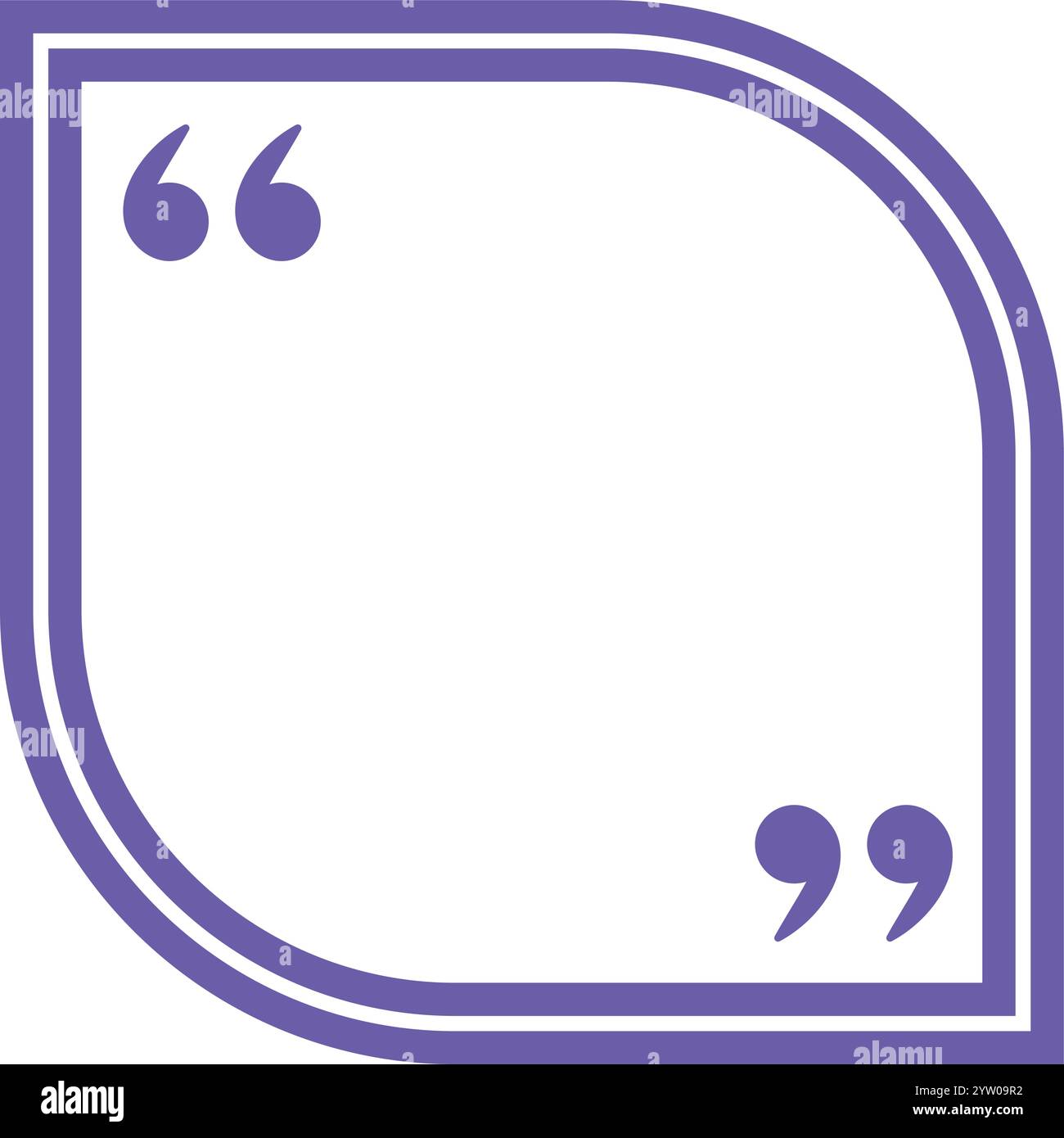 Purple rounded corner quote box featuring opening and closing double quotation marks, providing ...