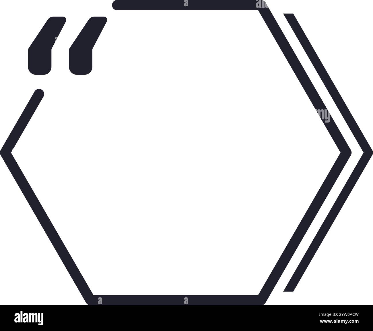 Hexagonal quote frame with quotation marks is suggesting a conversation ...