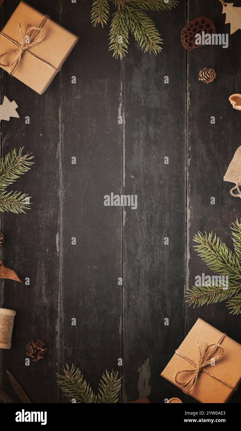 Christmas flatlay fir branches hi-res stock photography and images - Alamy