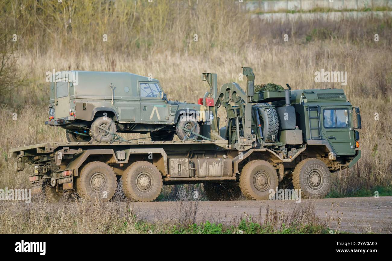 British army MAN HX utility truck haulage in action on a military ...