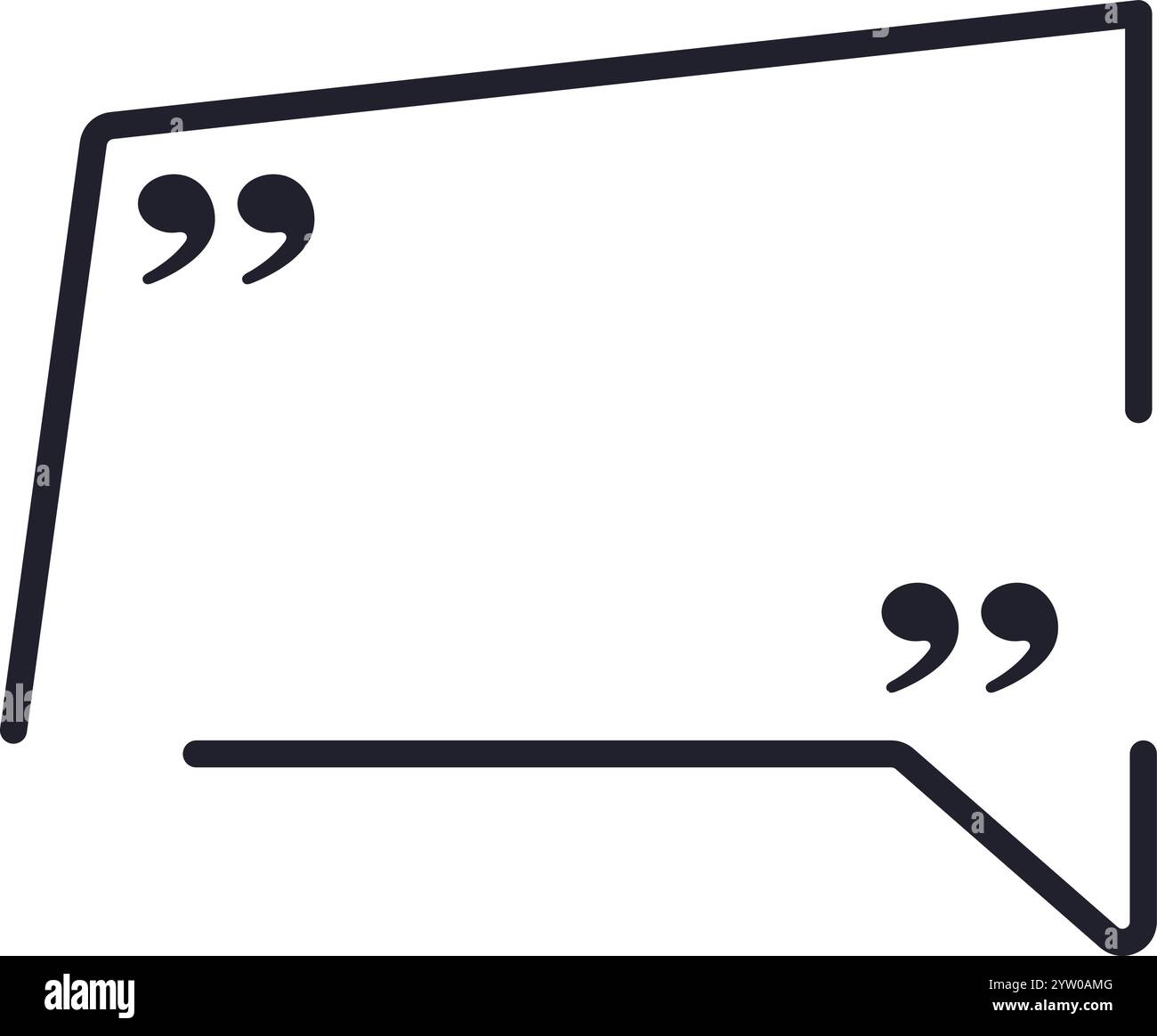 Hand drawn speech bubble featuring quotation marks offers ample space ...