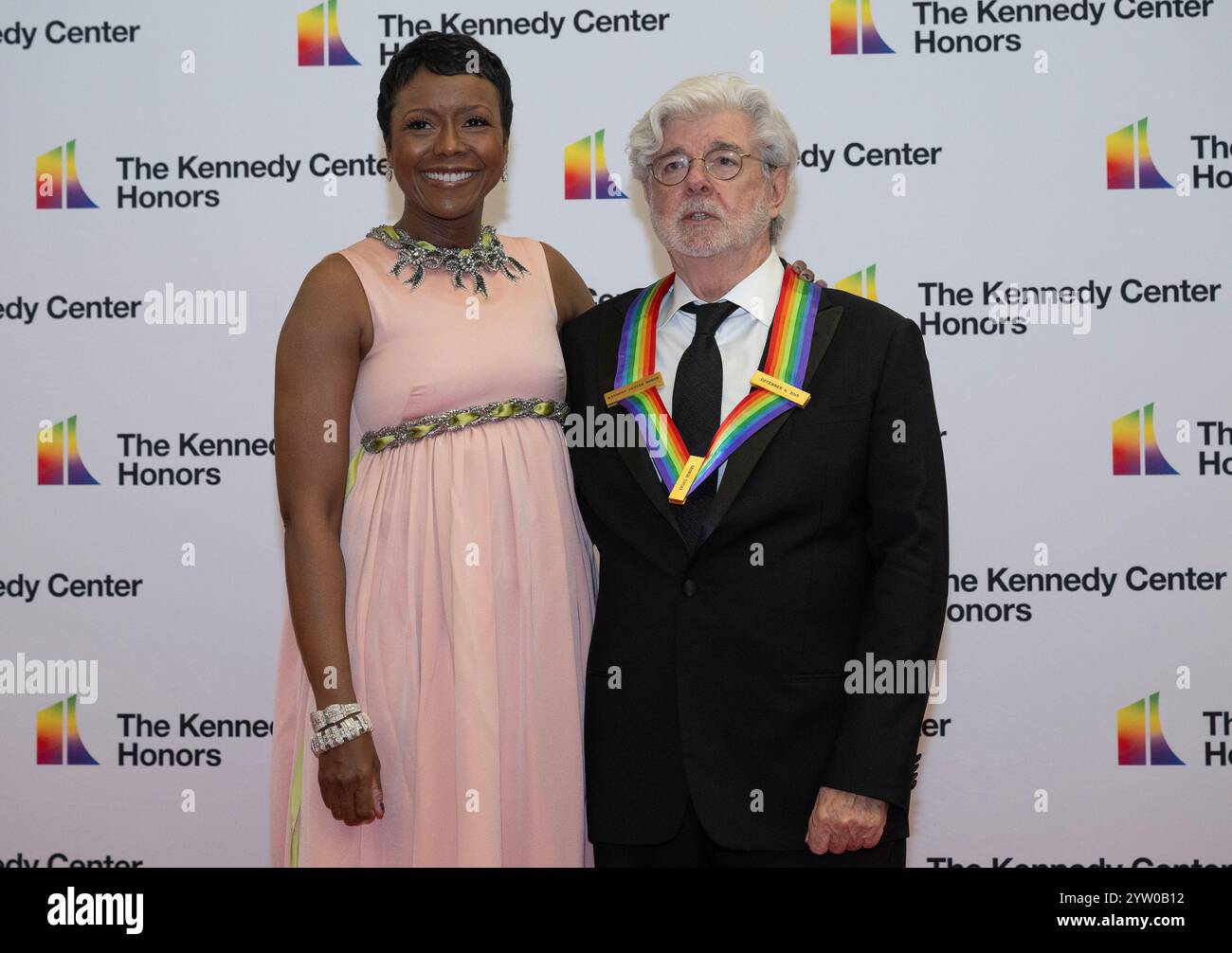 Mellody Lucas and director George Lucas arrive for the Medallion ...