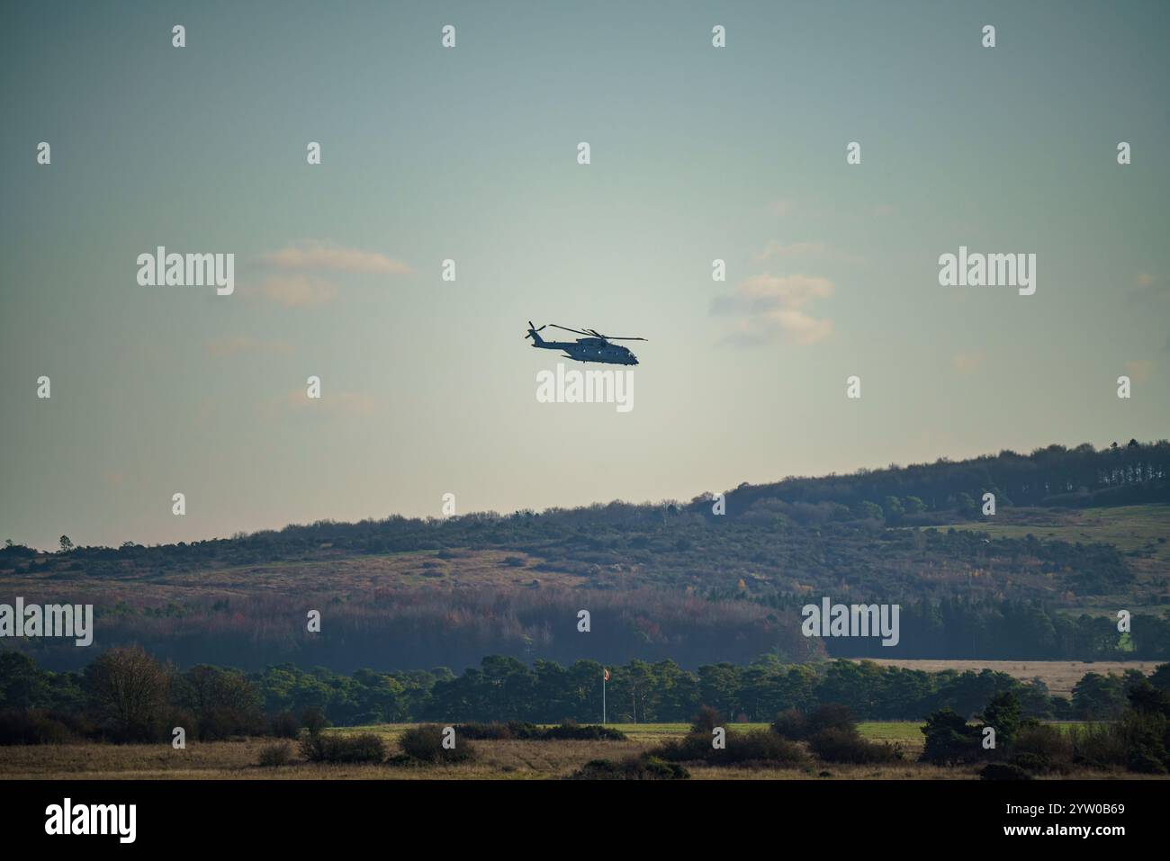 British Royal Navy AgustaWestland Merlin HM.2 AW101 helicopter flying ...