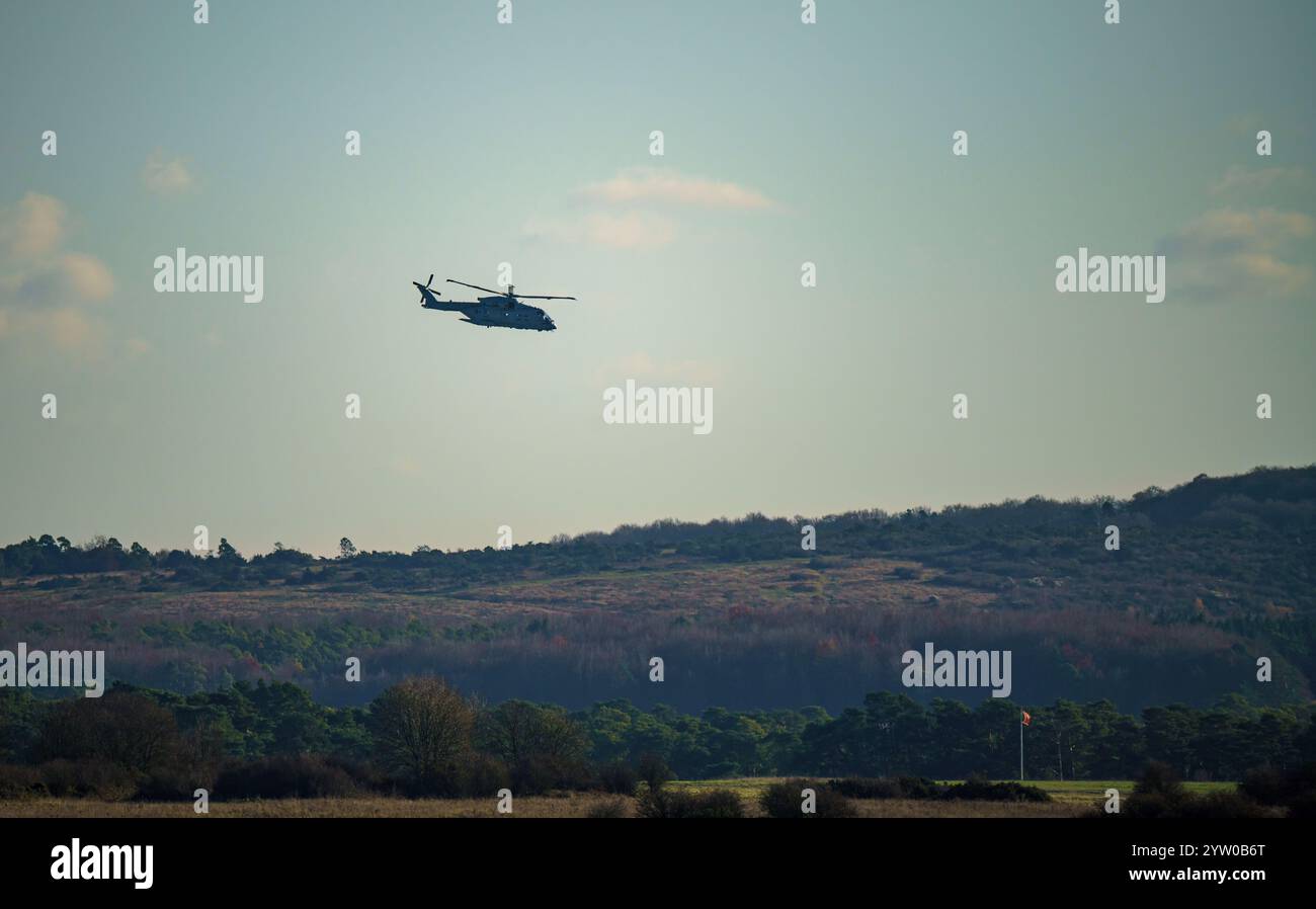 British Royal Navy AgustaWestland Merlin HM.2 AW101 helicopter flying ...