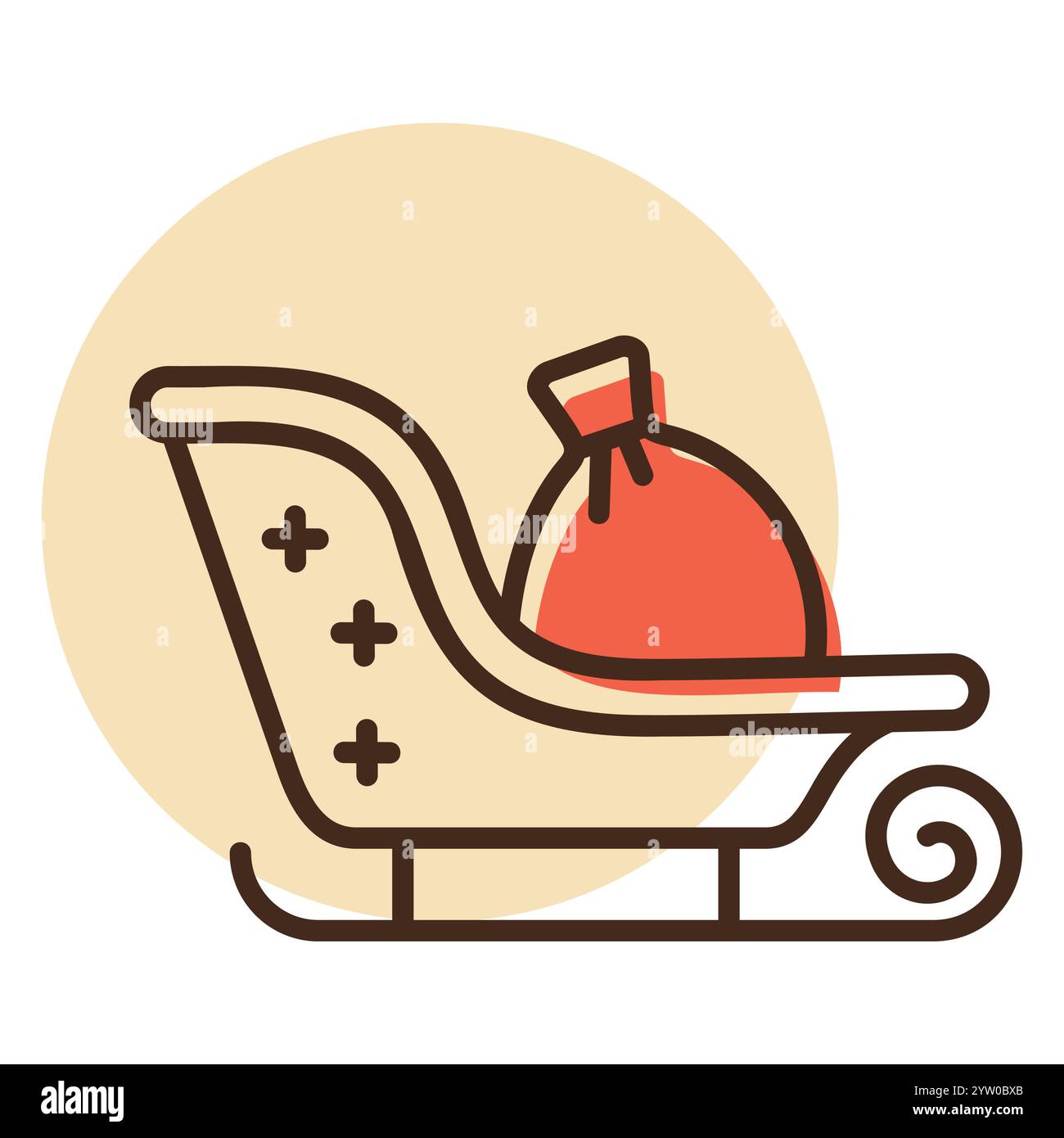 Santa sleigh with sack gifts vector icon. Winter sign. Graph symbol for ...