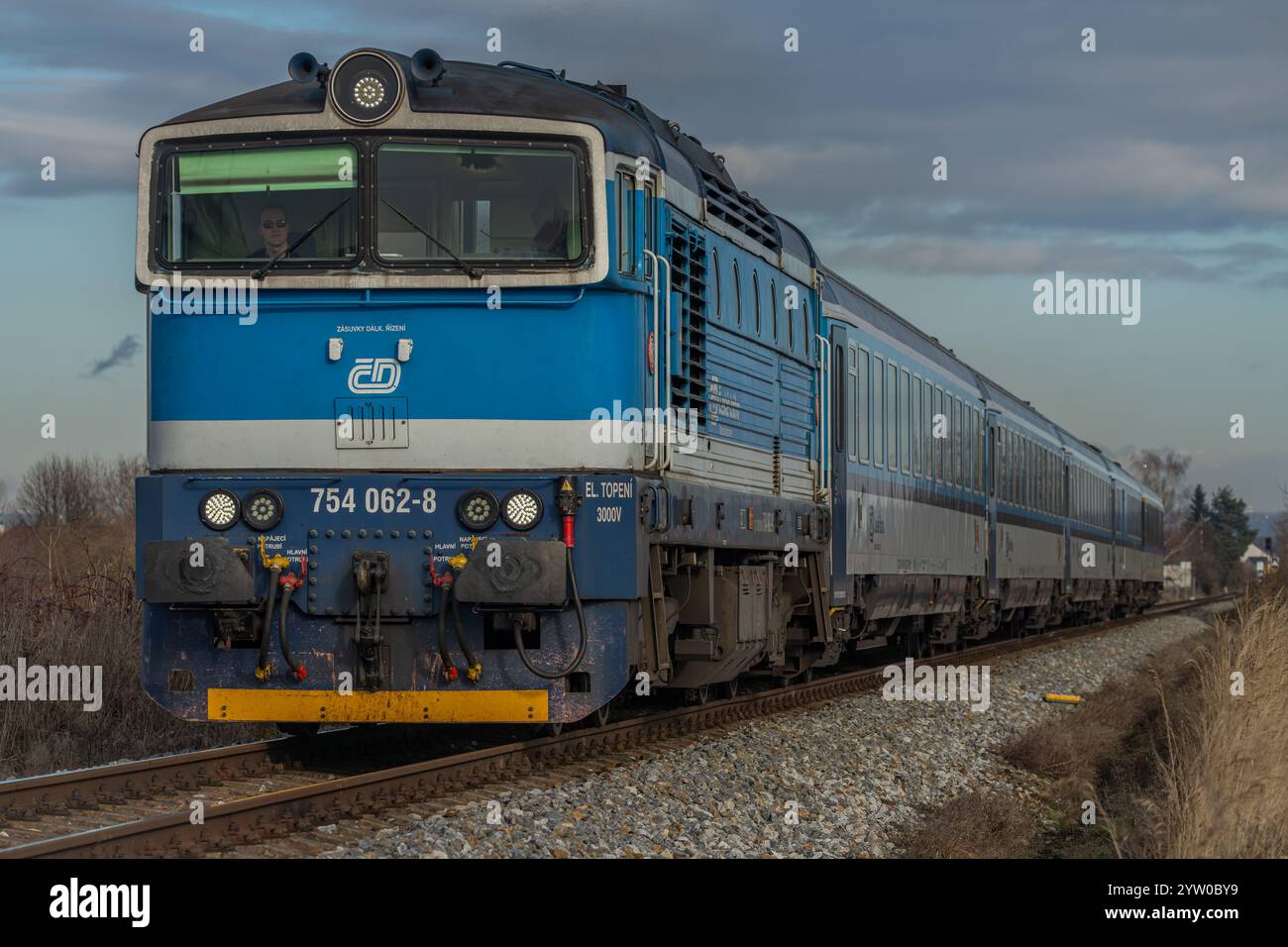 Fast diesel engine train from Prague to Cesky Krumlov near Budweis CZ ...