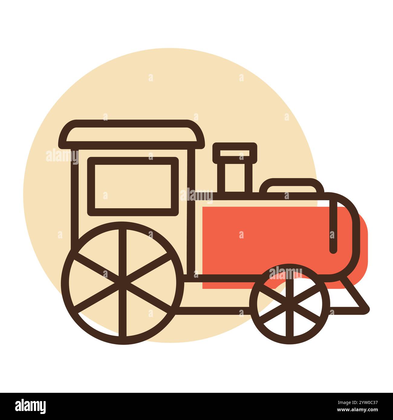 Vintage steam locomotive vector icon. Children's railway transport sign ...