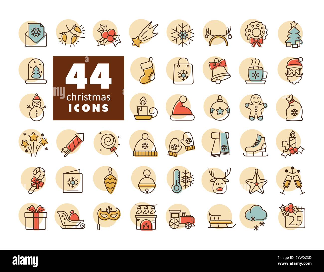 Merry Christmas icon set vector. Winter sign. Graph symbol for event ...