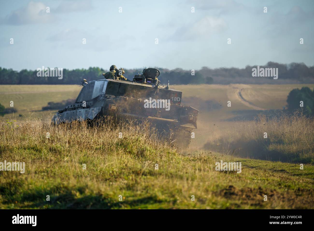 close-up of commander and gunner directing a british army challenger ii ...
