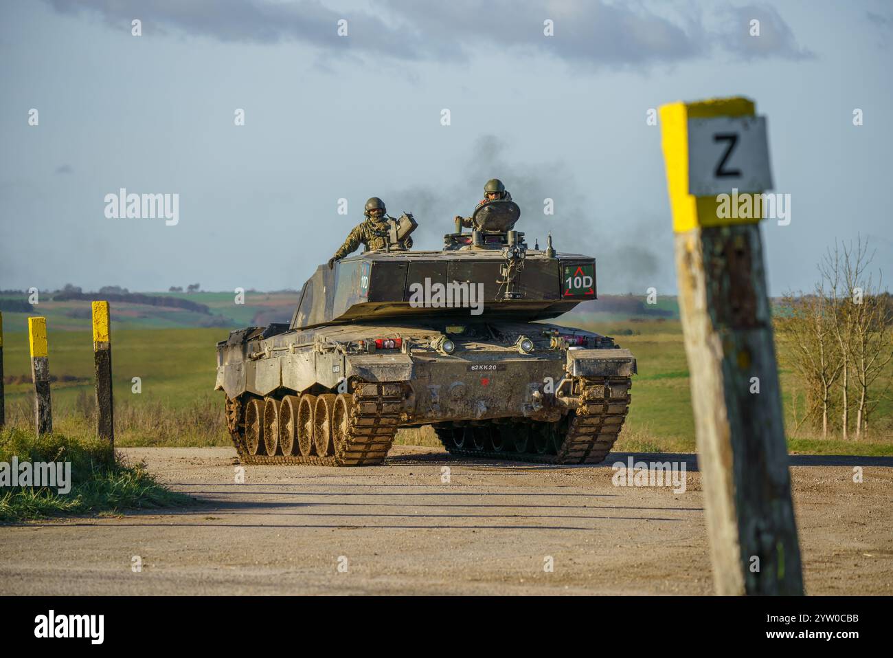 close-up of commander and gunner directing a british army challenger ii ...