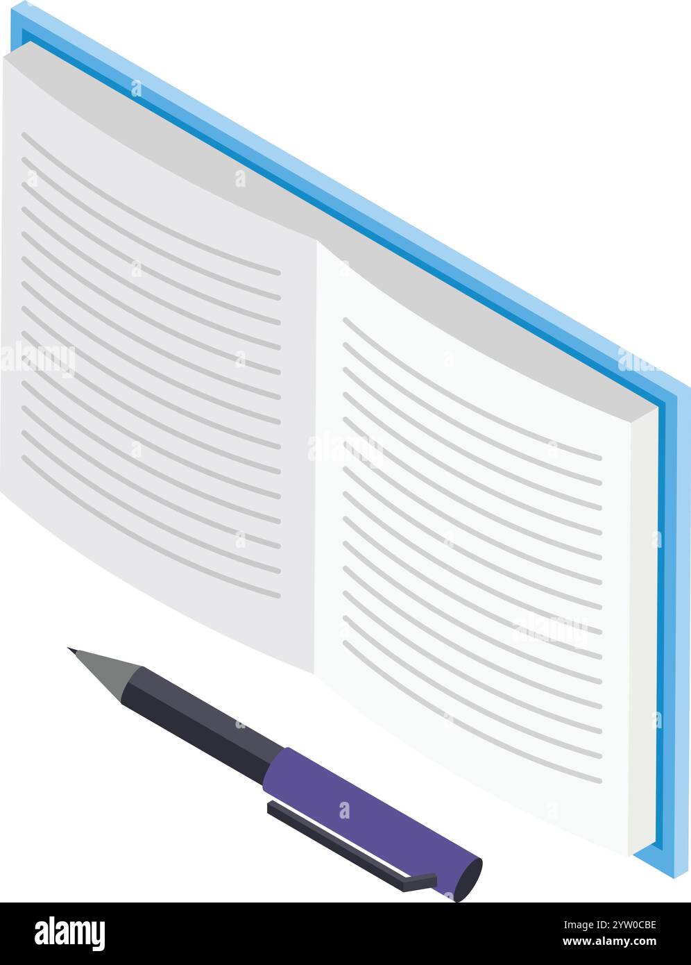 Open book resting on a white surface alongside a pen, highlighting the ...